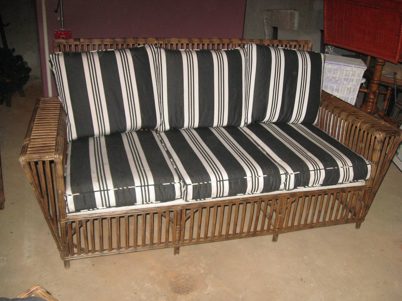 Vintage Four-Piece Stick Wicker Suite at 1stDibs