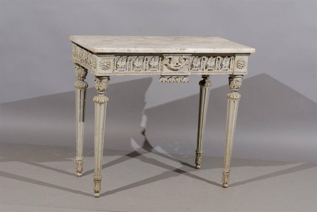 18th Century French Louis XVI Painted Console Table with Marble Top at ...