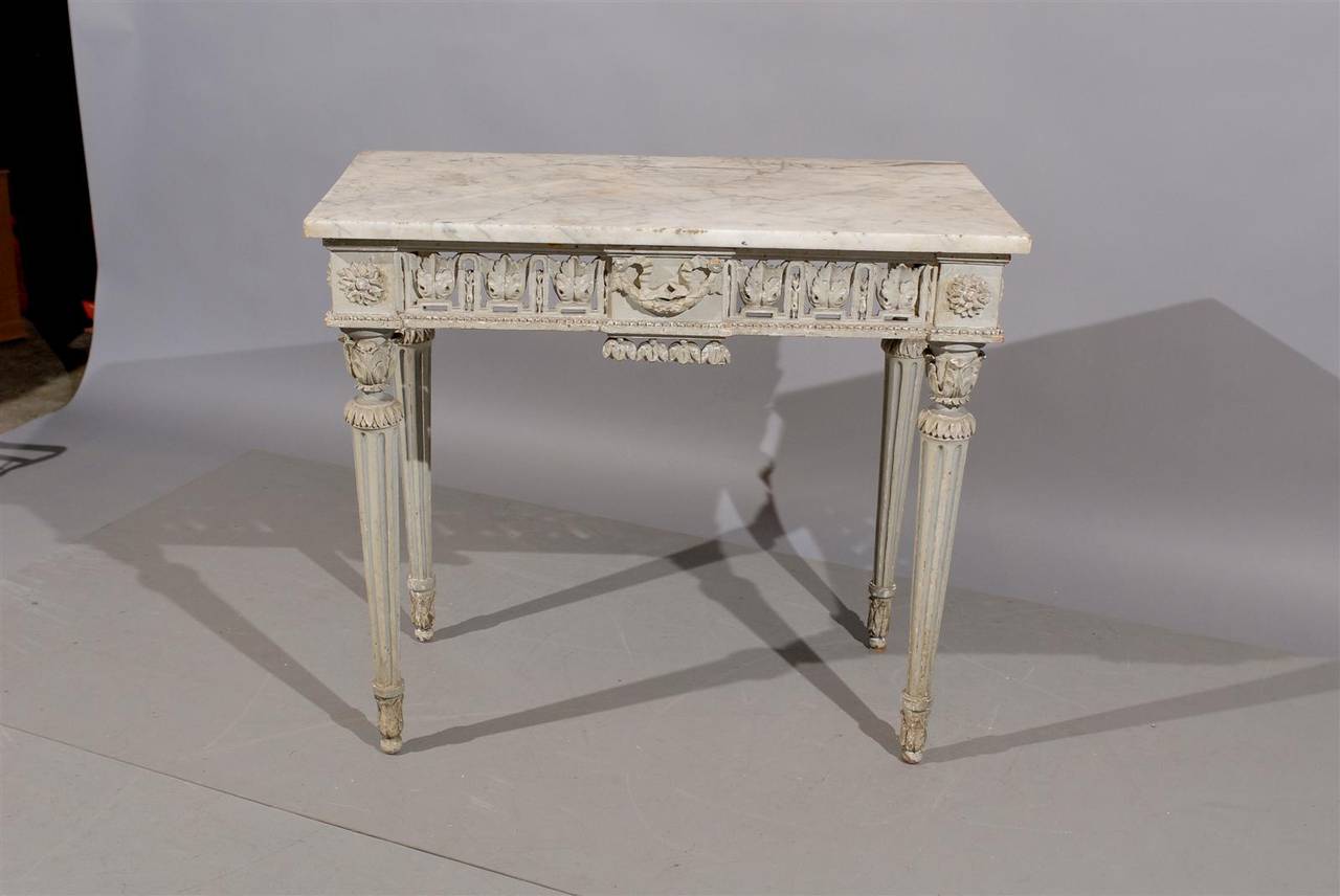 18th Century French Louis XVI Painted Console Table with Marble Top at ...