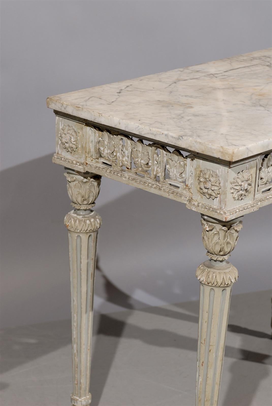 18th Century French Louis XVI Painted Console Table with Marble Top at ...