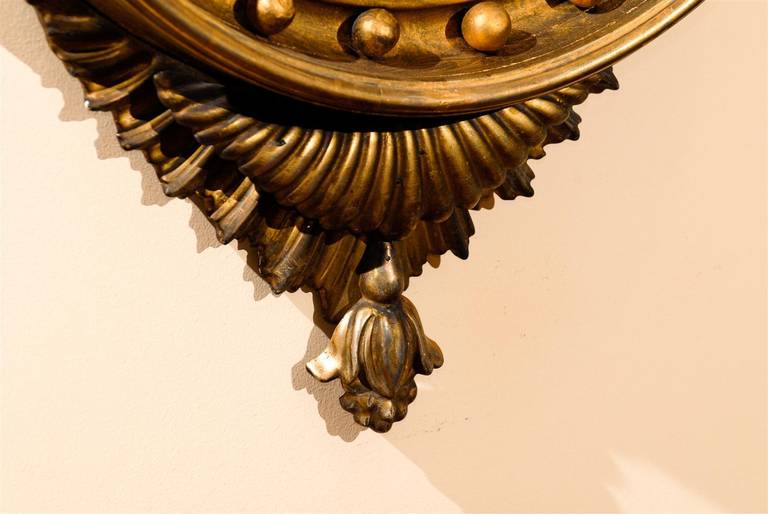 19th Century English Gilt-Wood Bull's Eye Mirror with Eagle Crest at ...