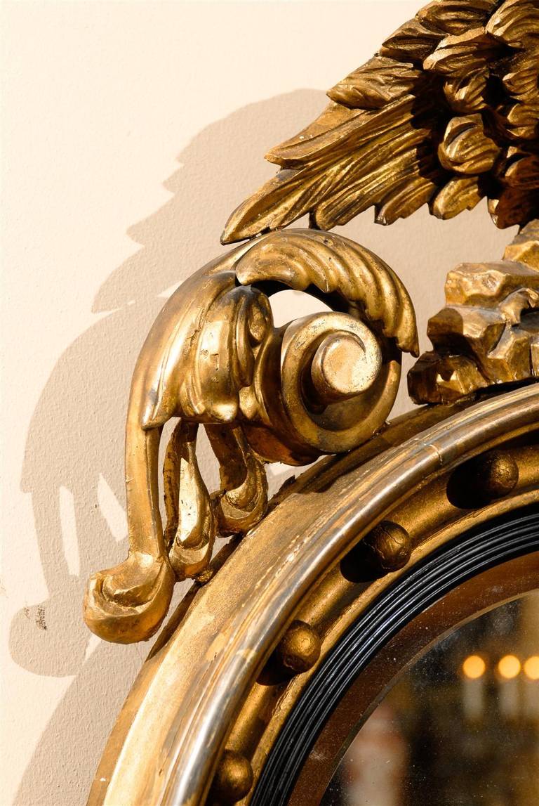 19th Century English Gilt-Wood Bull's Eye Mirror with Eagle Crest at ...
