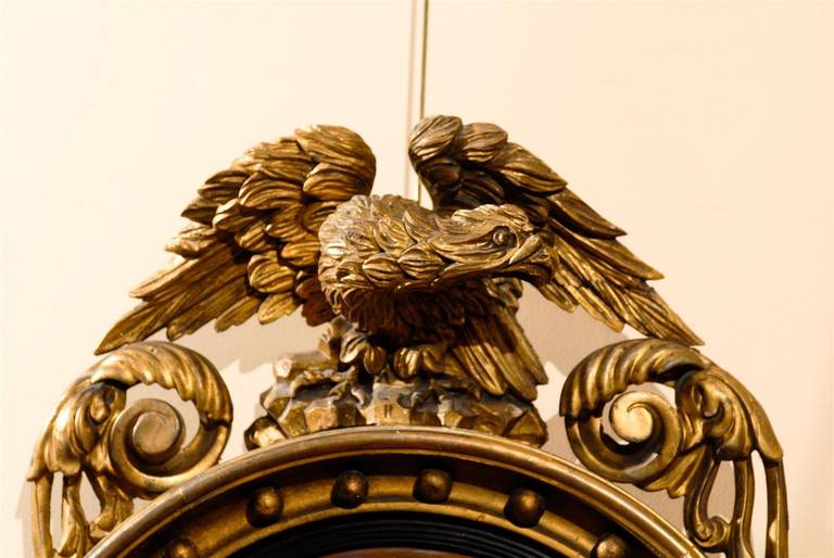 19th Century English Gilt-Wood Bull's Eye Mirror with Eagle Crest at ...