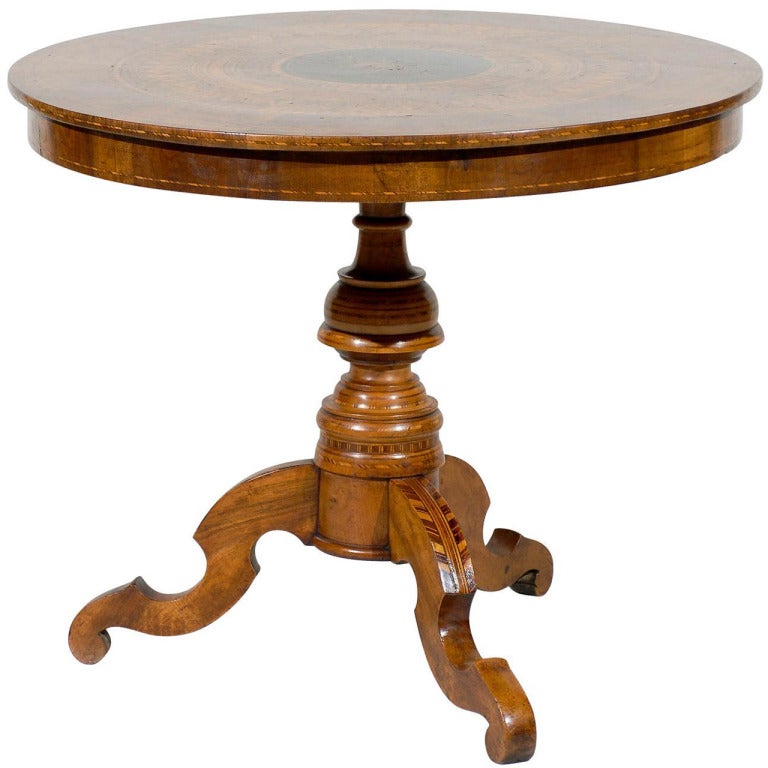 Late 19th Century Italian Inlaid Walnut Sorrento Table at 1stDibs