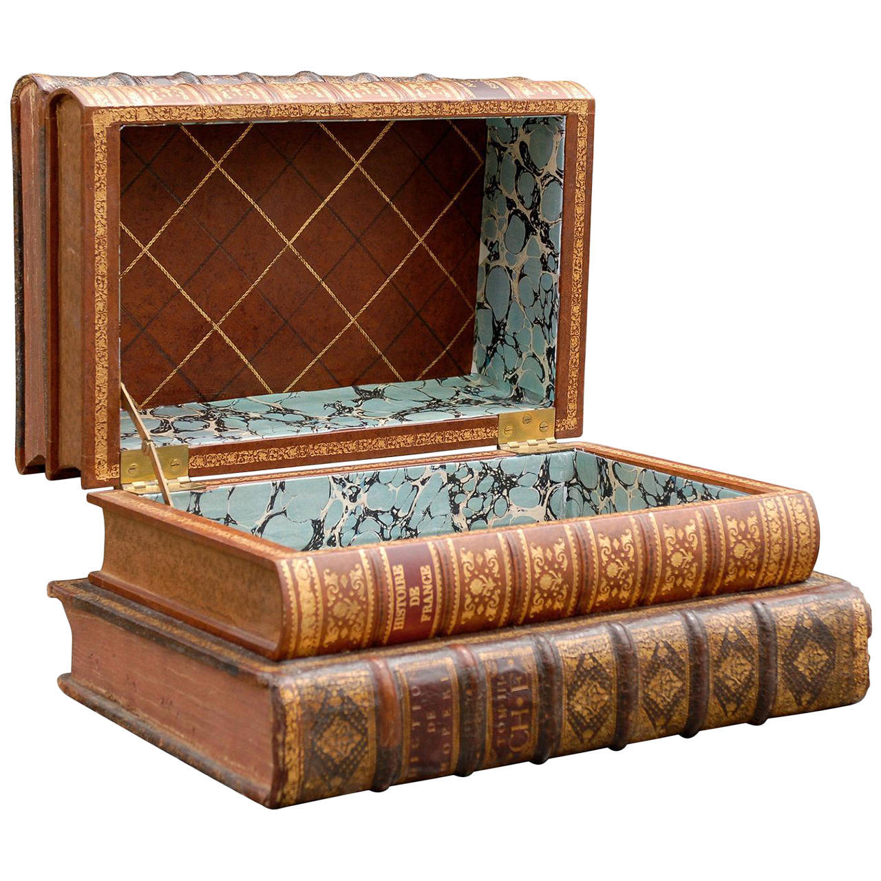 Leather Faux Book Box At 1stDibs Faux Book Boxes Leather Book Box 