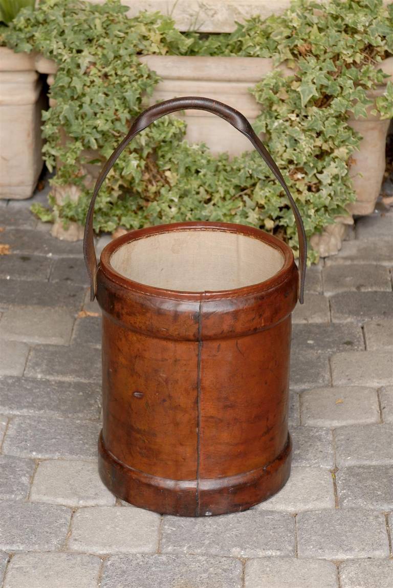 English Leather Bucket with Coat of Arms at 1stDibs