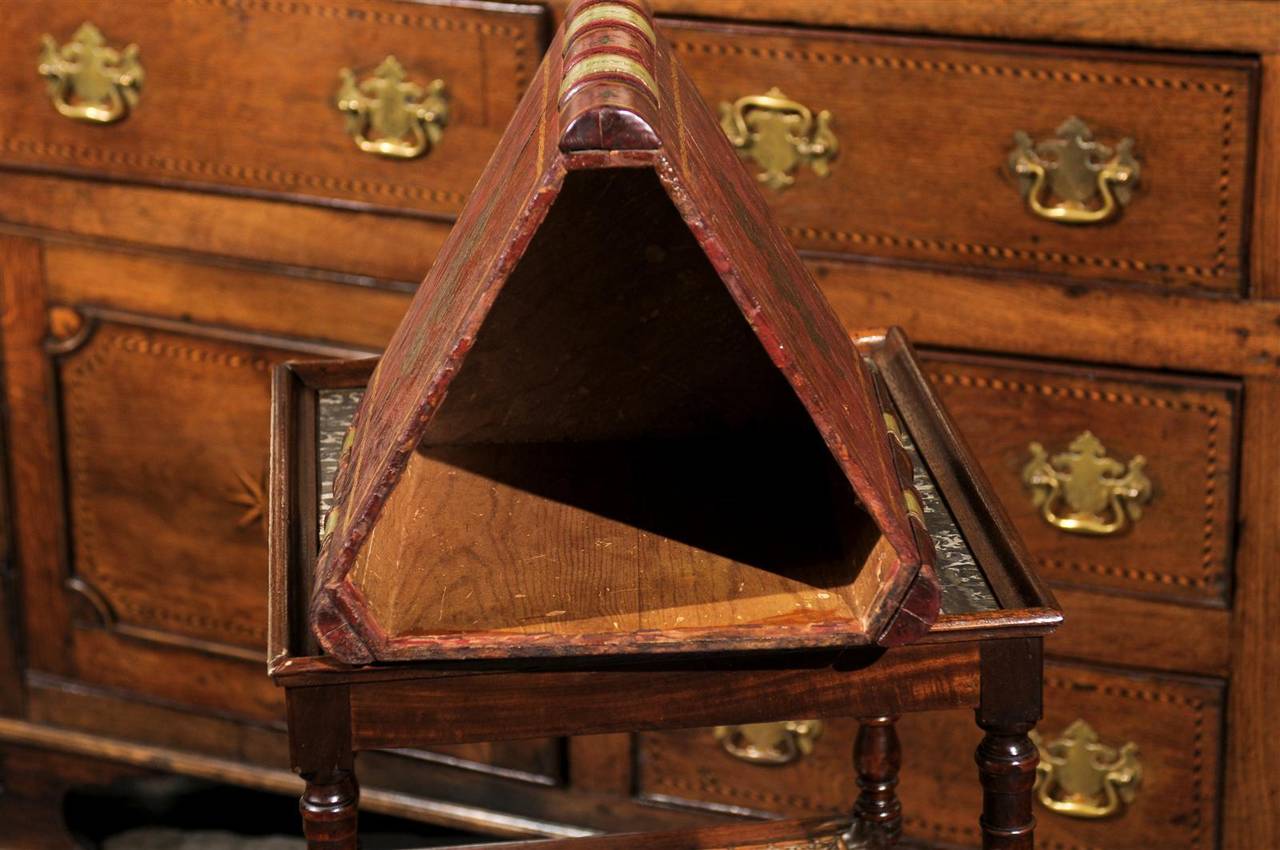 English Vintage Triangular Shaped Leather Book Waste Basket at 1stDibs ...