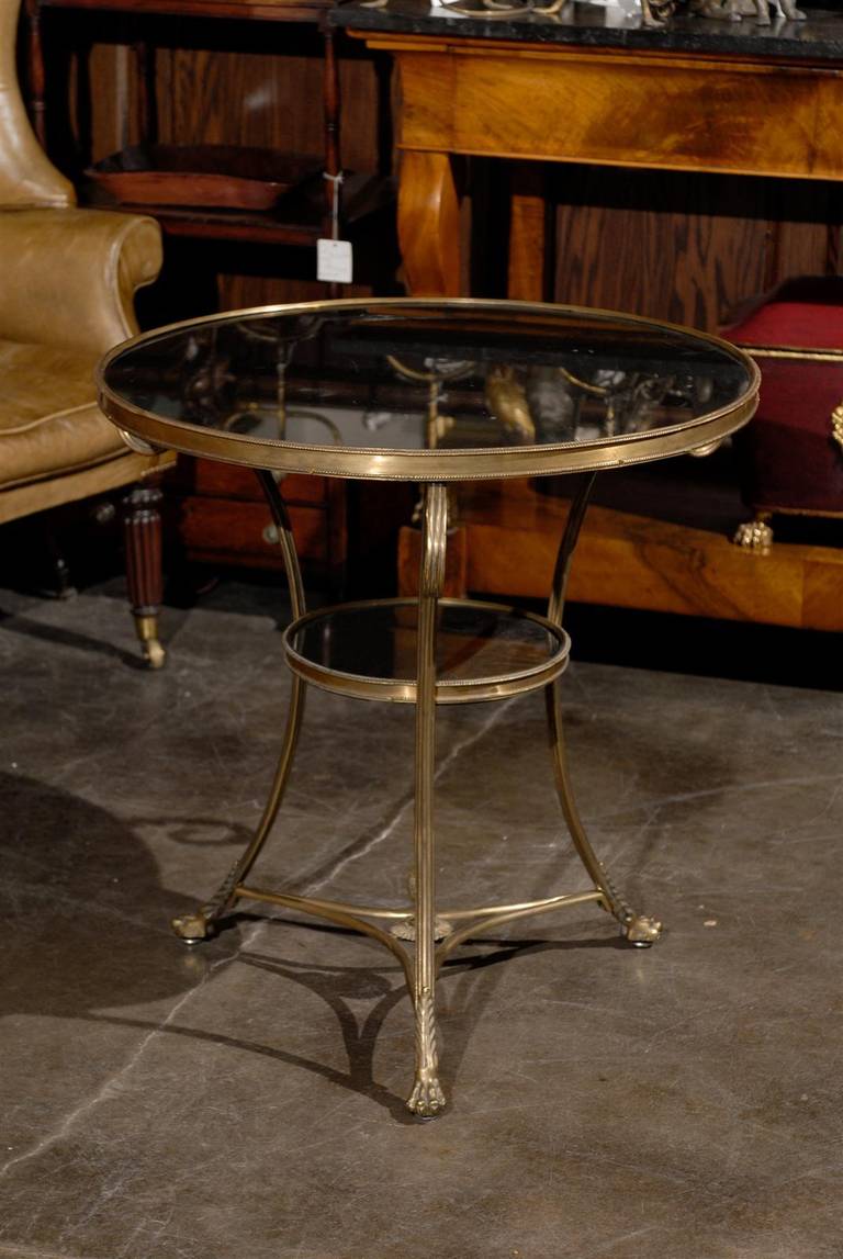 French Directoire Style Brass Guéridon Table with Stone Top from the ...