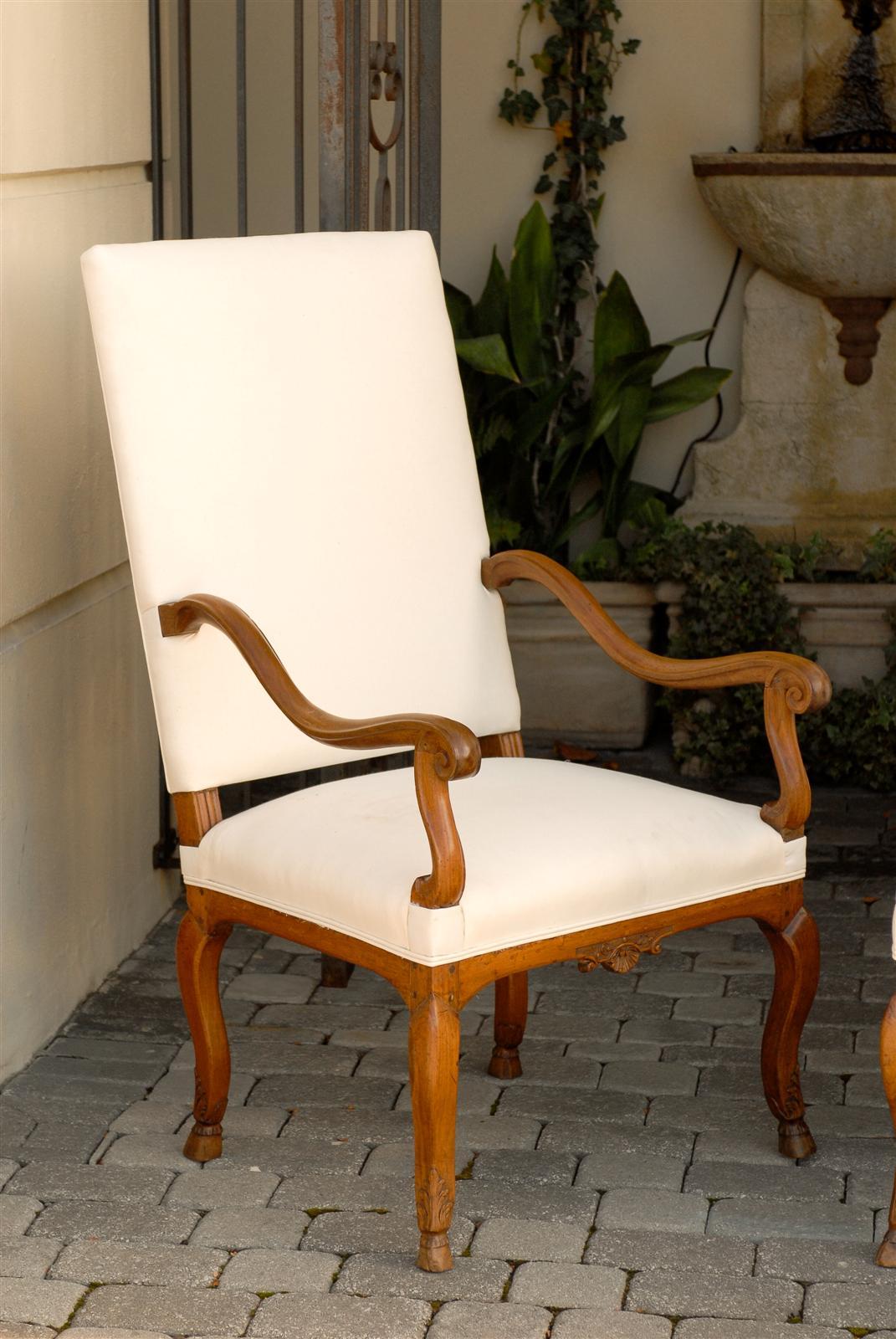 Pair of French High Back Chairs For Sale at 1stDibs