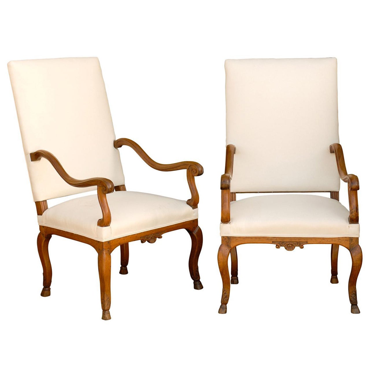 Pair of French High Back Chairs For Sale at 1stDibs
