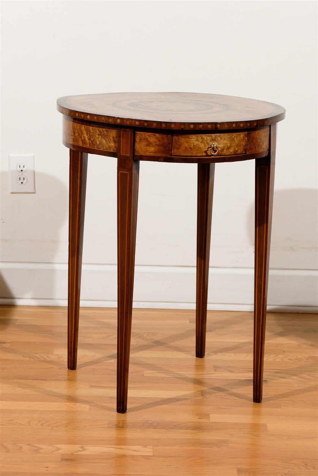 Italian Inlay Round Table at 1stDibs
