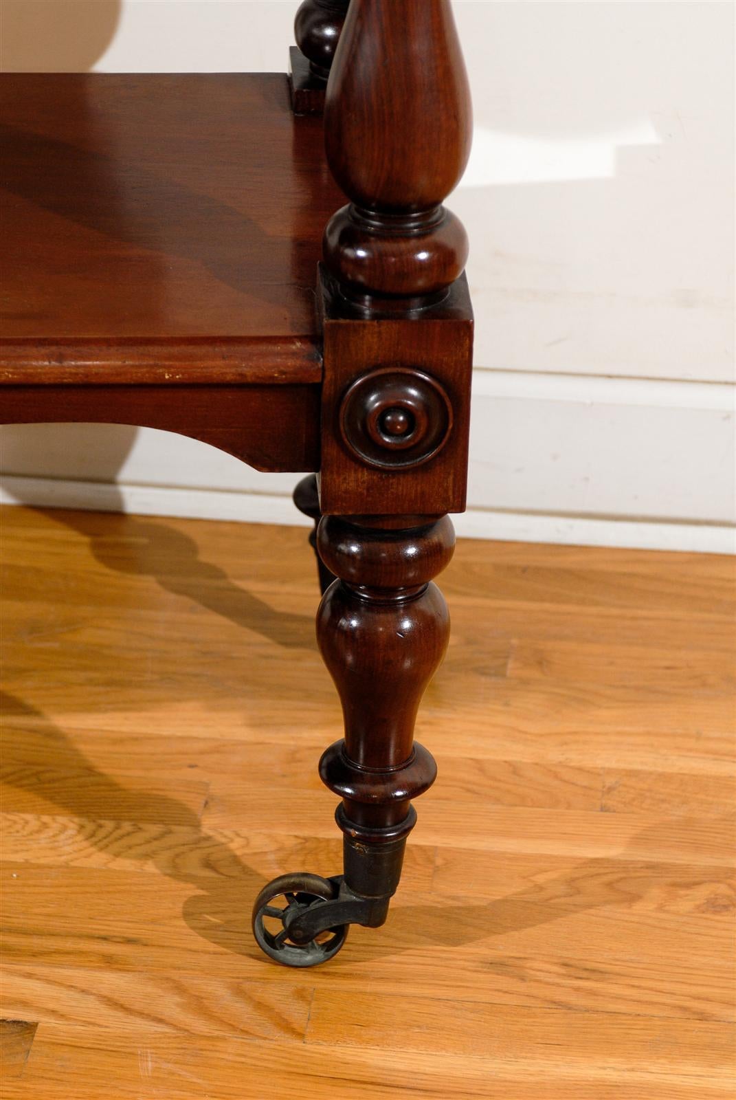English 1840s Wooden Two-Tiered Trolley with Turned Legs and Large ...
