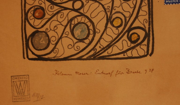Kolo Moser Brooch Drawing Wiener Werkstatte at 1stDibs
