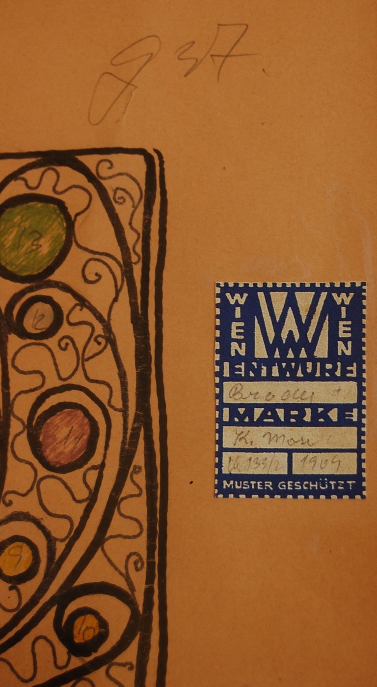 Kolo Moser Brooch Drawing Wiener Werkstatte at 1stDibs