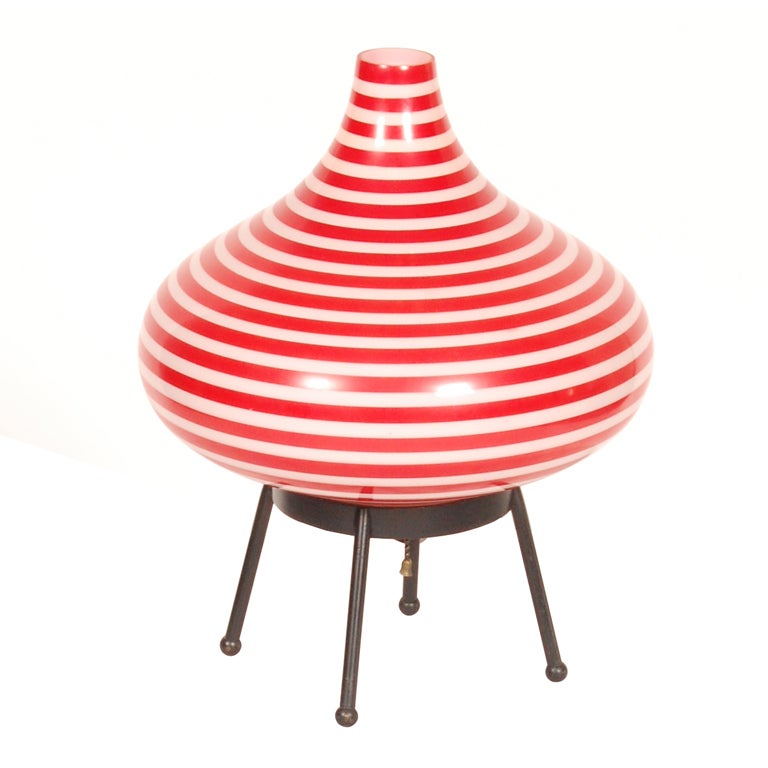 Red Striped Modernist Lamp at 1stDibs
