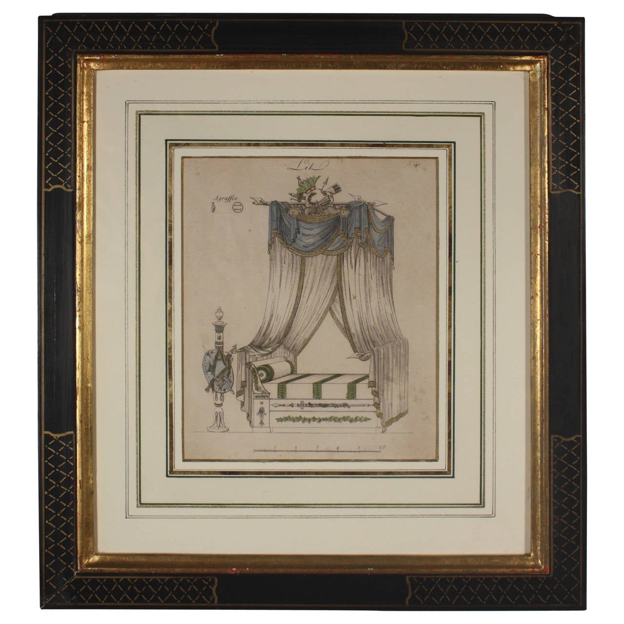 French Directoire Period Framed Print of a Bed Treatment at 1stDibs