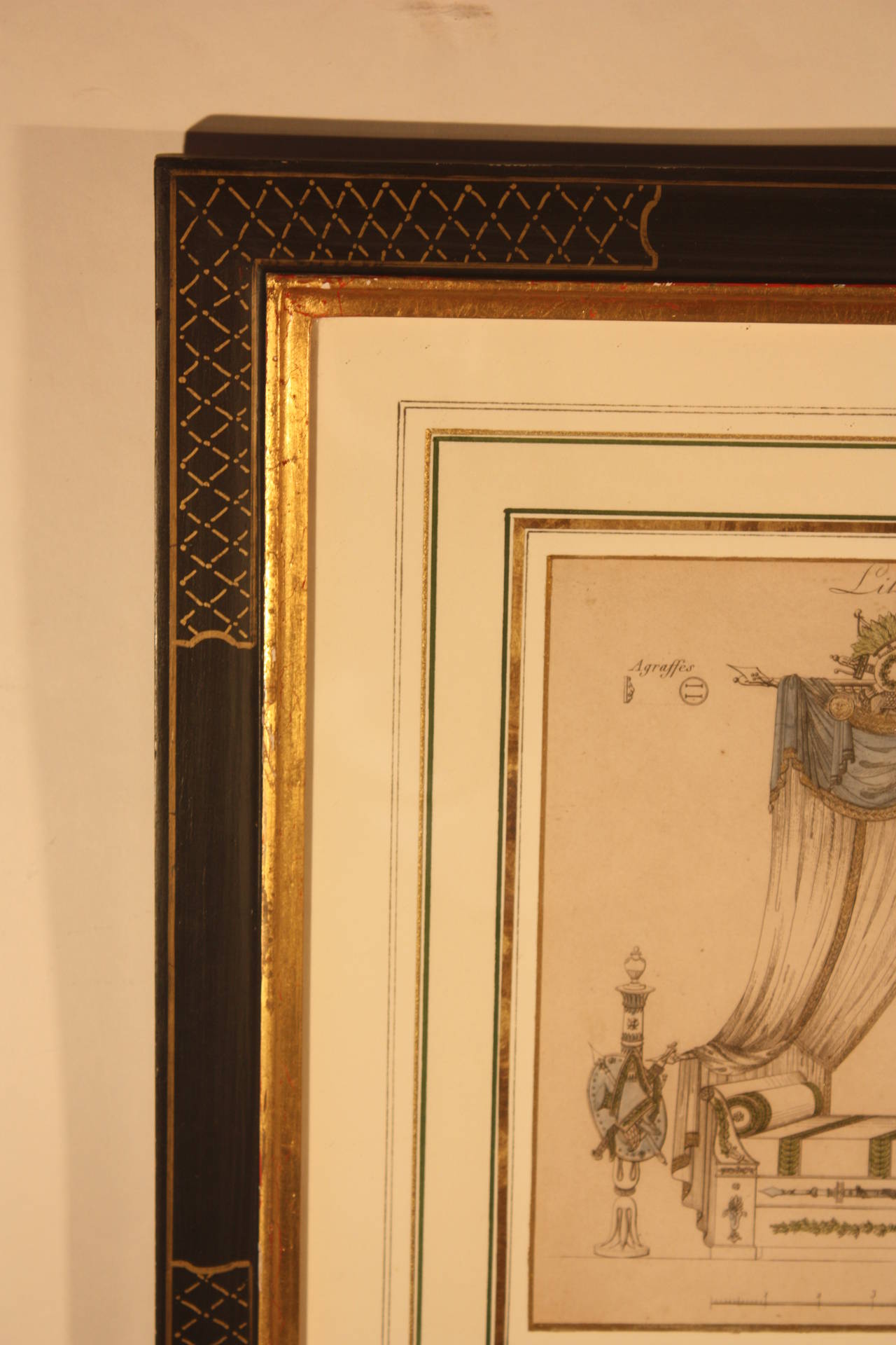 French Directoire Period Framed Print of a Bed Treatment at 1stDibs