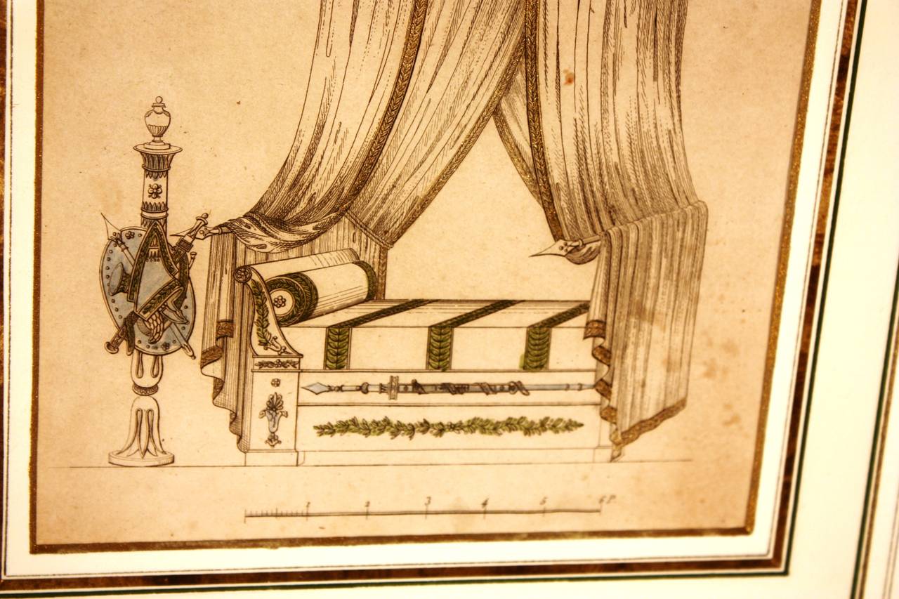 French Directoire Period Framed Print of a Bed Treatment at 1stDibs
