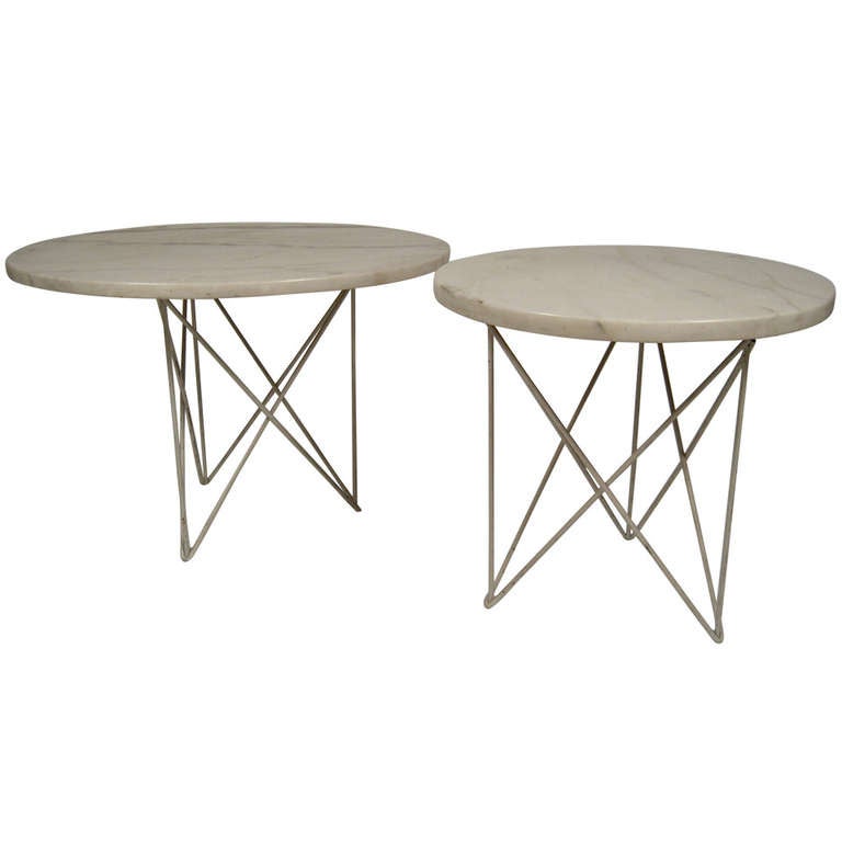 Pair of Marble Top Tables attributed to L. Garth Huxtable at 1stDibs