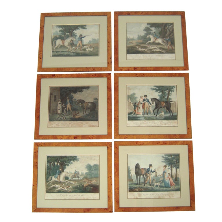 Set of 6 Beautifully Framed 19th C French Hunting Prints at 1stDibs
