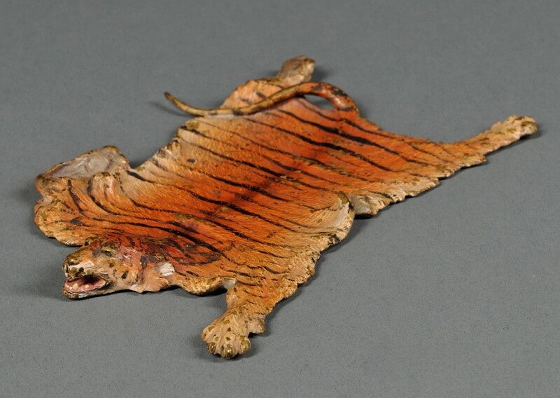 Unusual Vienna Cold Painted Bronze Tiger Skin by Bergman at 1stDibs