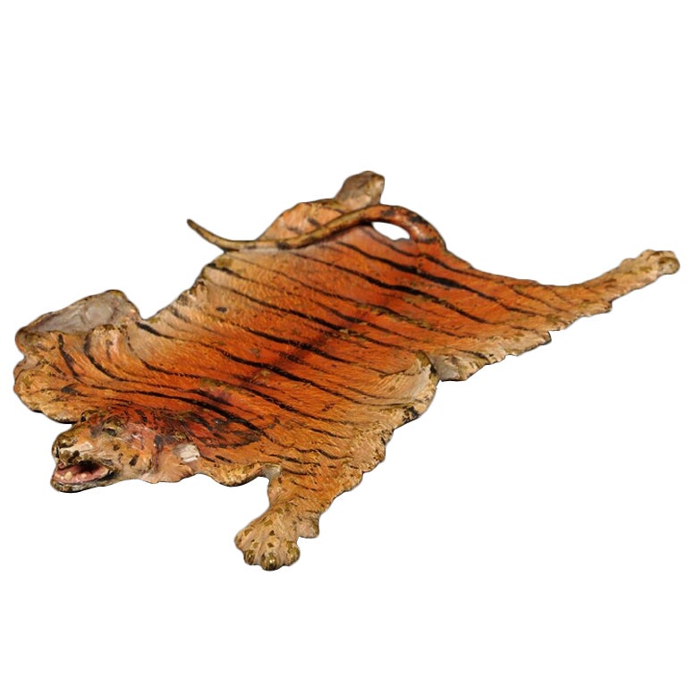 Unusual Vienna Cold Painted Bronze Tiger Skin by Bergman at 1stDibs