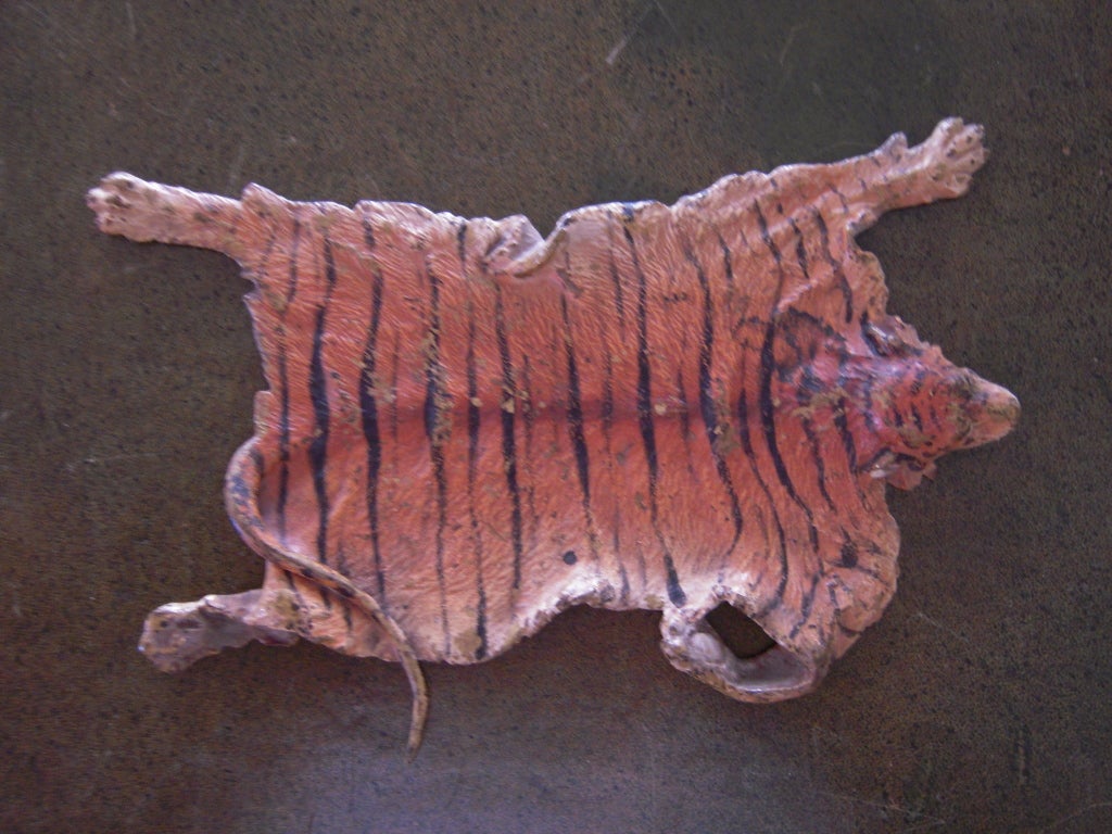 Unusual Vienna Cold Painted Bronze Tiger Skin by Bergman at 1stdibs