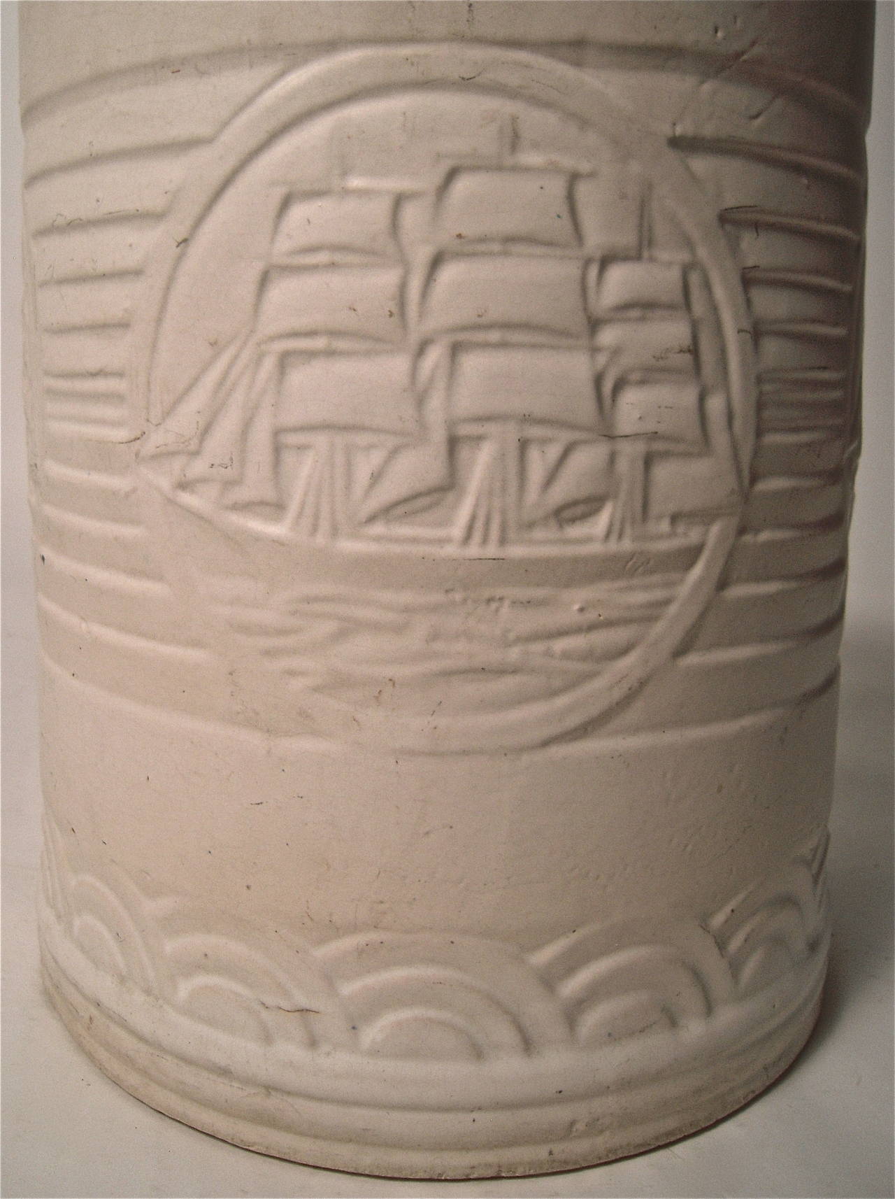 Nautical Art Deco Pottery Waste Basket or Planter at 1stDibs