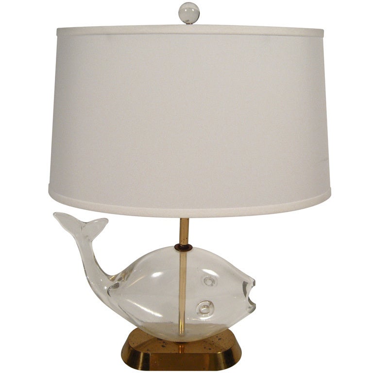 Italian Glass Whale Fish Lamp at 1stDibs