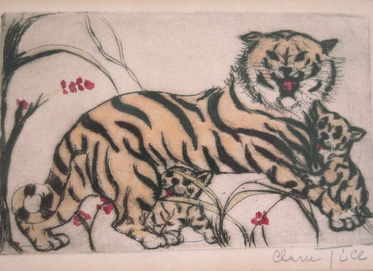 Collection of 6 Mother and Baby Animal Etchings by Clara Tice at 1stDibs