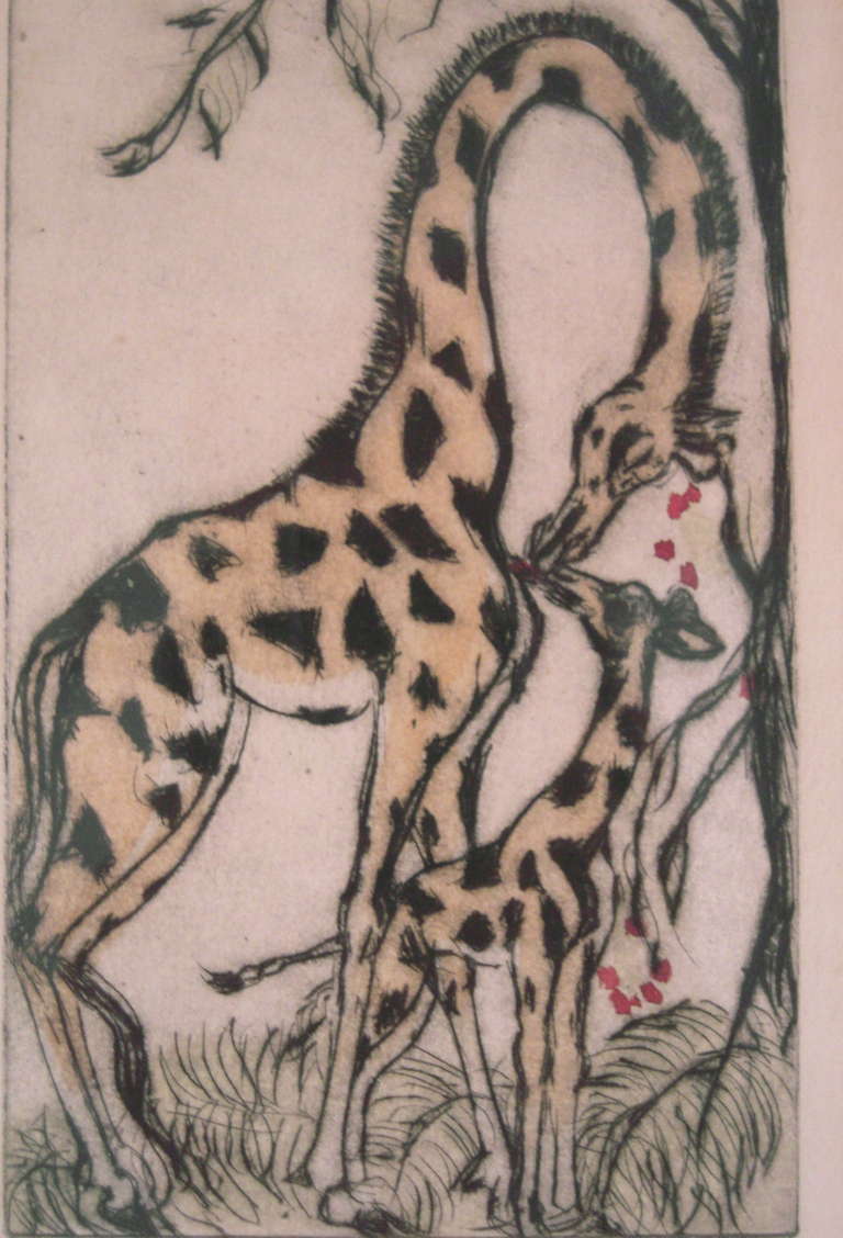 Collection of 6 Mother and Baby Animal Etchings by Clara Tice at 1stDibs