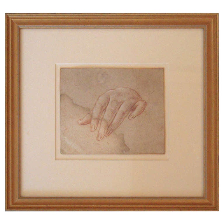 Decorative 19th Century Red Chalk French Drawing of a Hand at 1stDibs