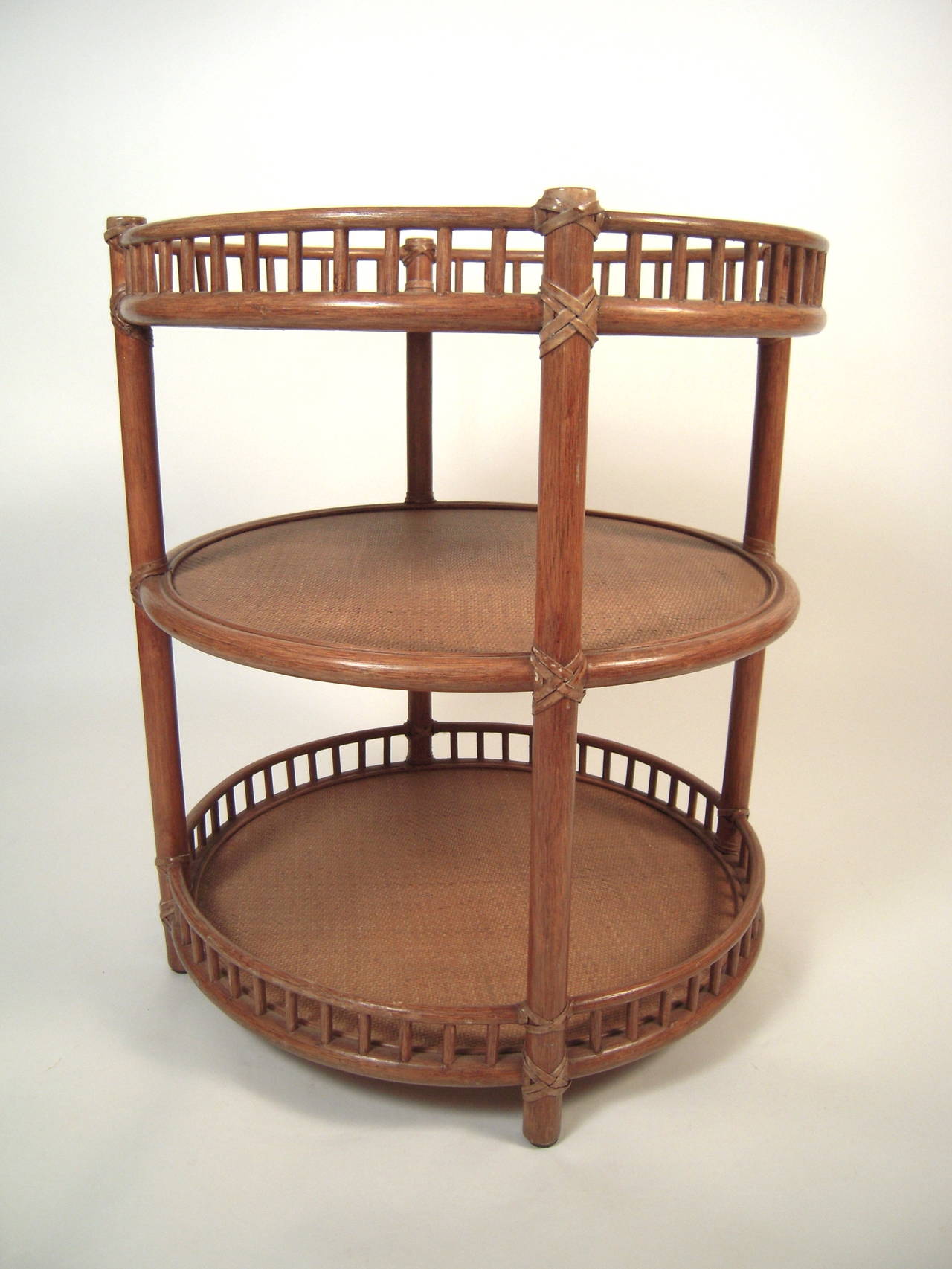 McGuire Three-Tier Round End Table or Bar at 1stDibs