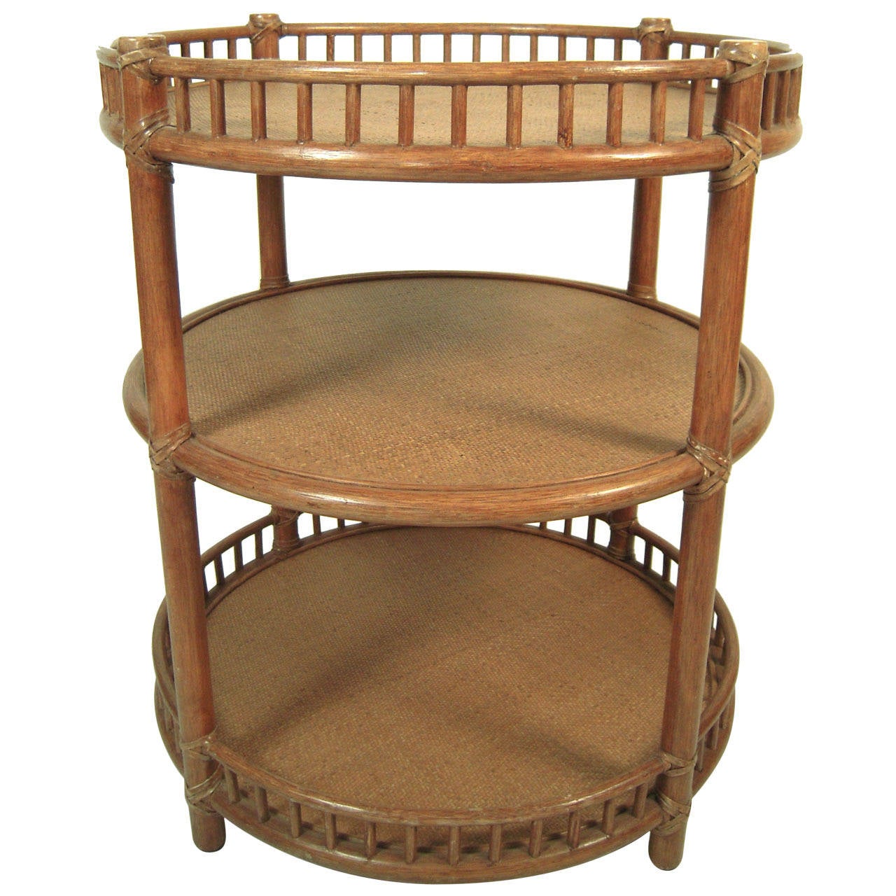 McGuire Three-Tier Round End Table or Bar at 1stDibs