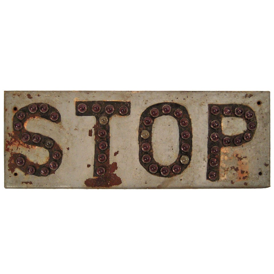 Stop Sign with Amethyst Glass Marble Reflectors at 1stDibs | vintage ...