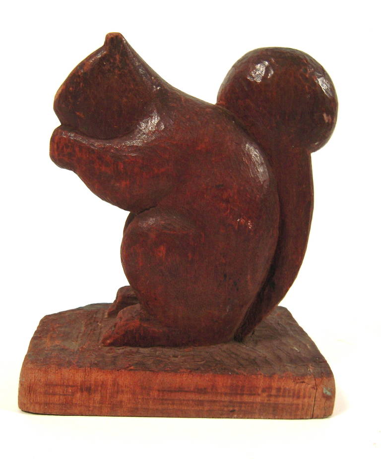 Large Folk Art Carved Wood Squirrel at 1stDibs