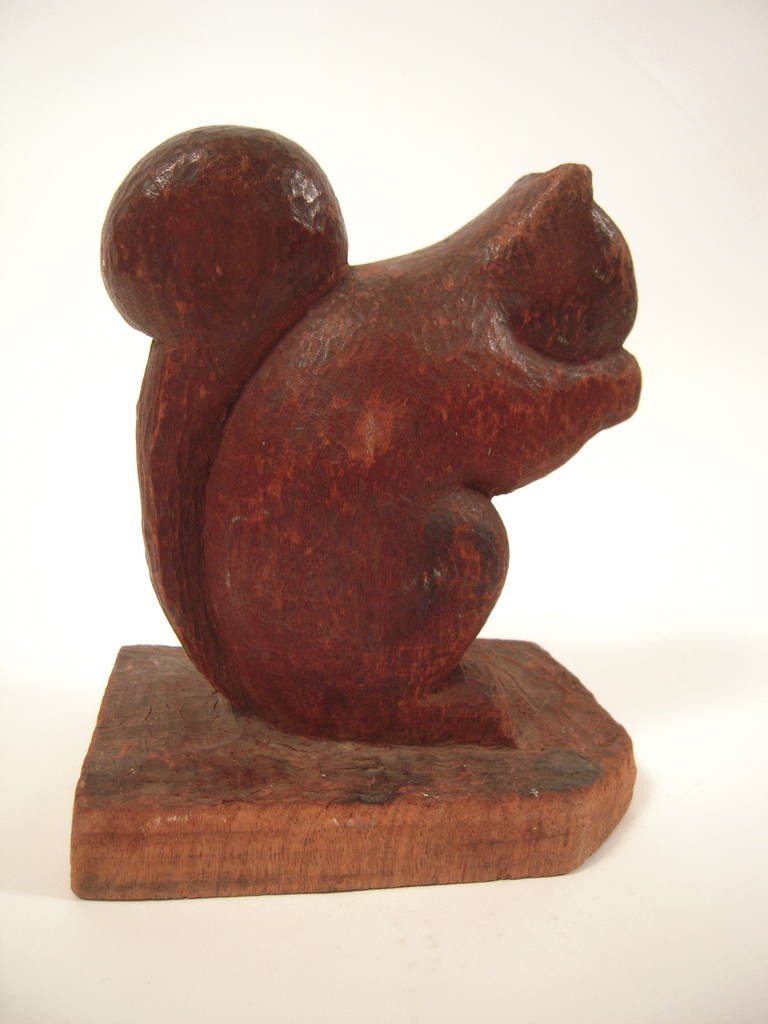 Large Folk Art Carved Wood Squirrel at 1stDibs