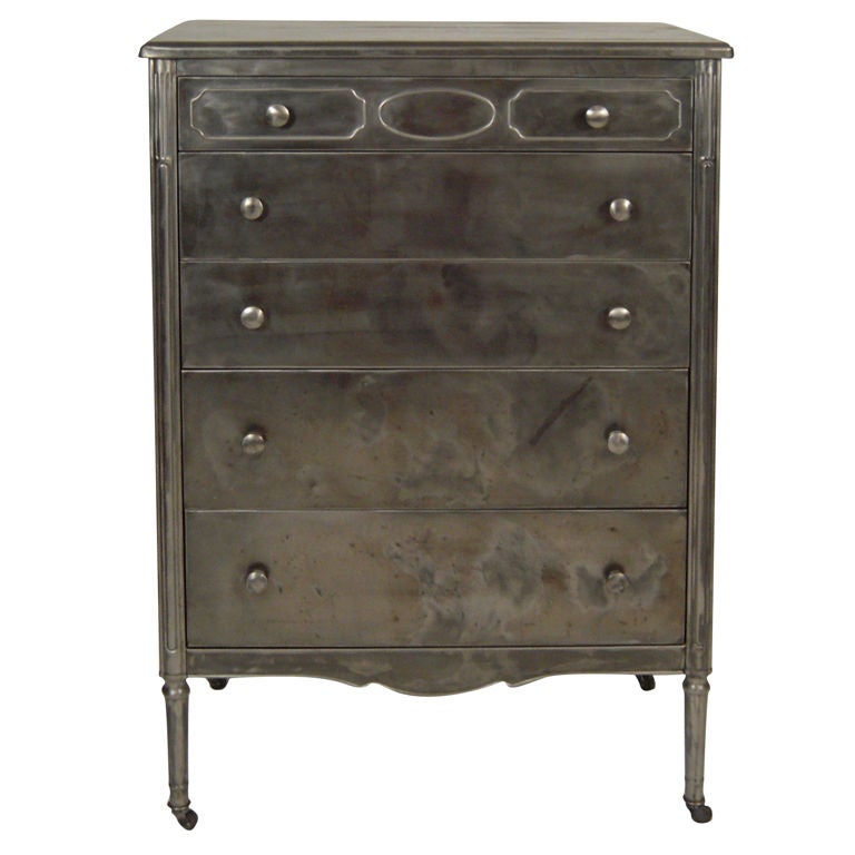 Vintage 1940s Steel Tall Chest of Drawers at 1stDibs