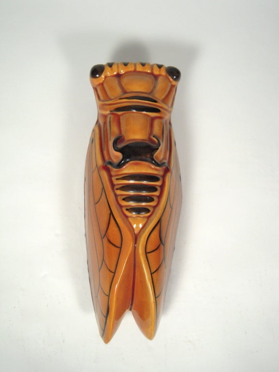 Large French Ceramic Cicada Wall Sculpture Vase at 1stDibs