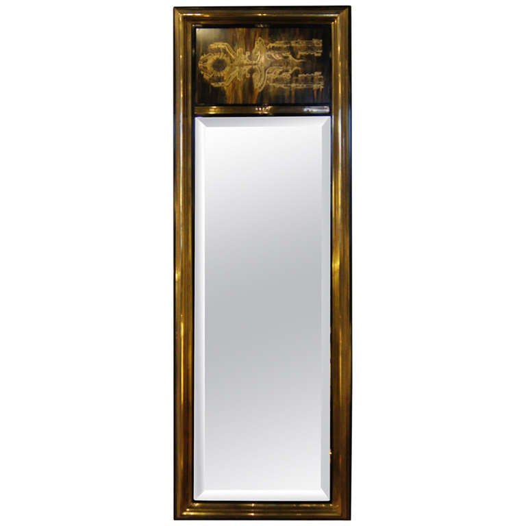 Acid-Etched Brass Mirror by Bernhard Rohne for Mastercraft For Sale at ...