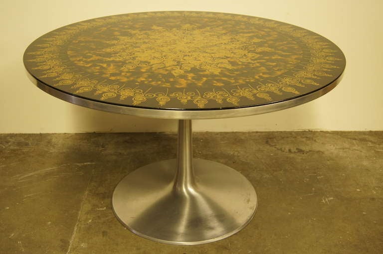 Hand-Painted Dining Table by Mygge and Bjorn Wiinblad for France and ...
