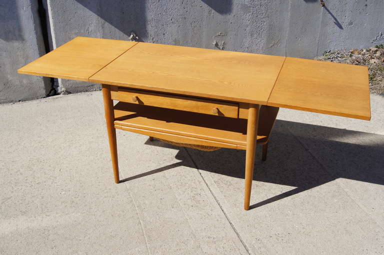 Drop-Leaf Sewing Table after Hans Wegner at 1stDibs