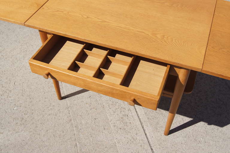 Drop-Leaf Sewing Table after Hans Wegner at 1stDibs