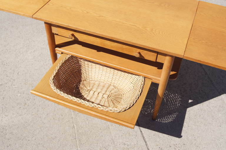 Drop-Leaf Sewing Table after Hans Wegner at 1stDibs
