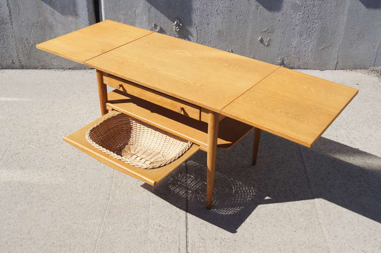 Drop-Leaf Sewing Table after Hans Wegner at 1stDibs