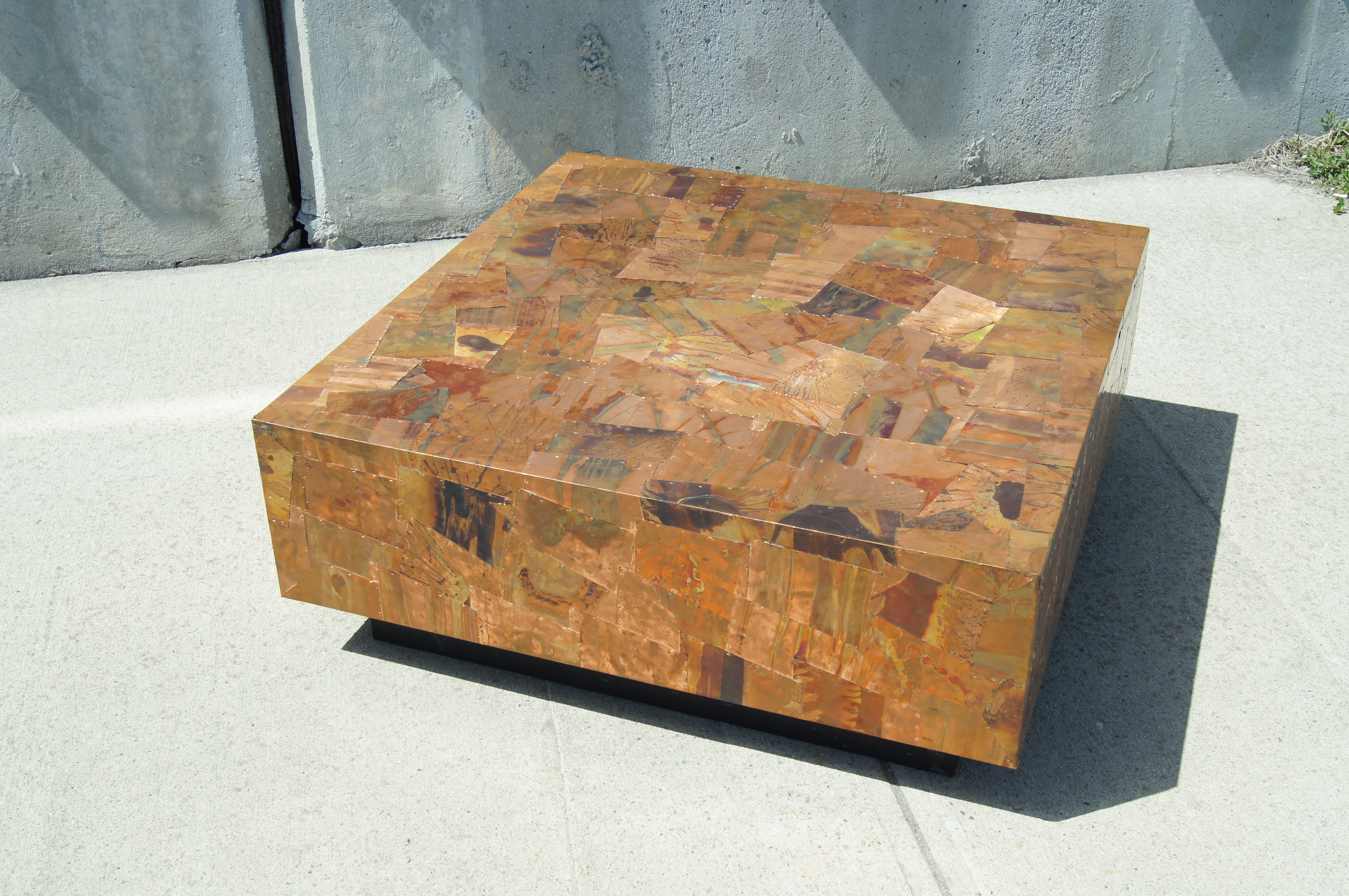 Patchwork Copper Coffee Table after Silas Seandel at 1stDibs