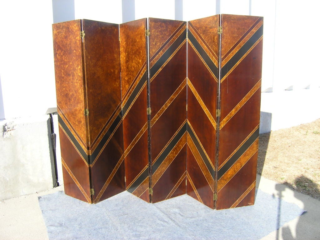 French 6 Panel Art Deco Screen by Jacques Challou at 1stDibs