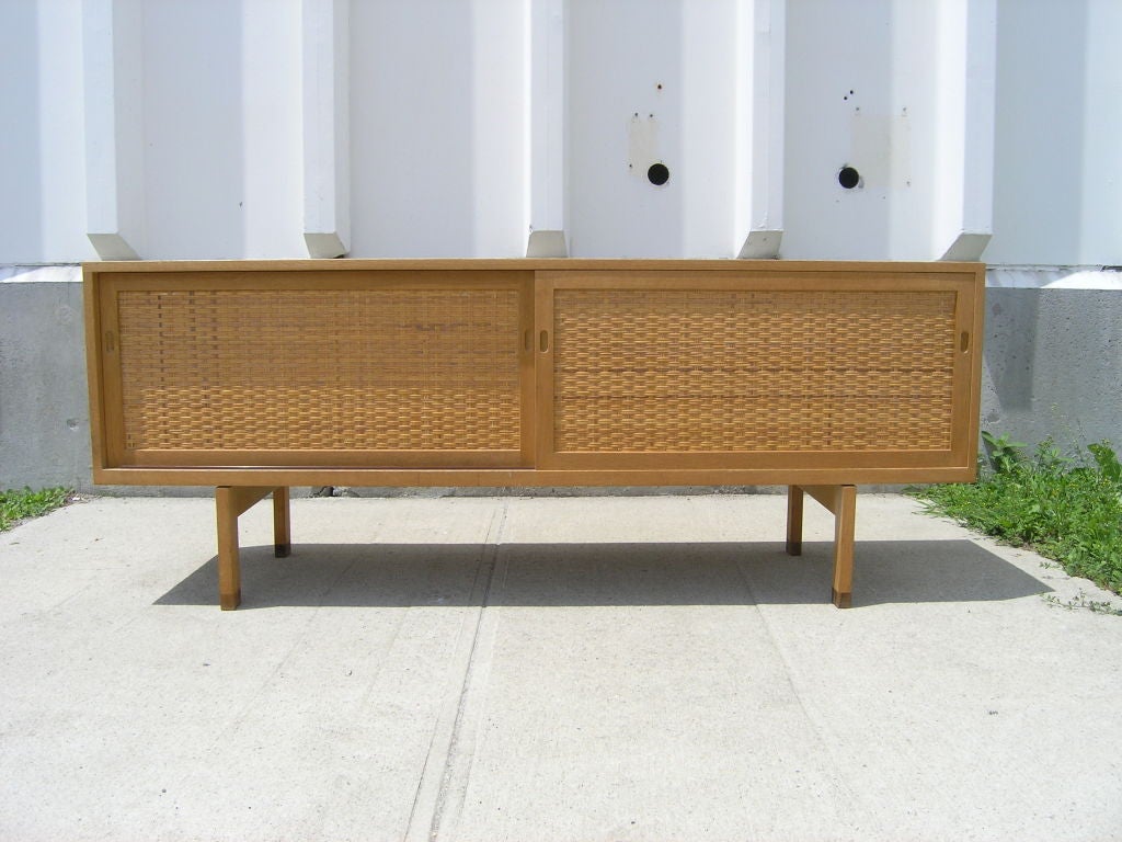 Rare Oak and Rattan Sideboard by Hans Wegner at 1stDibs