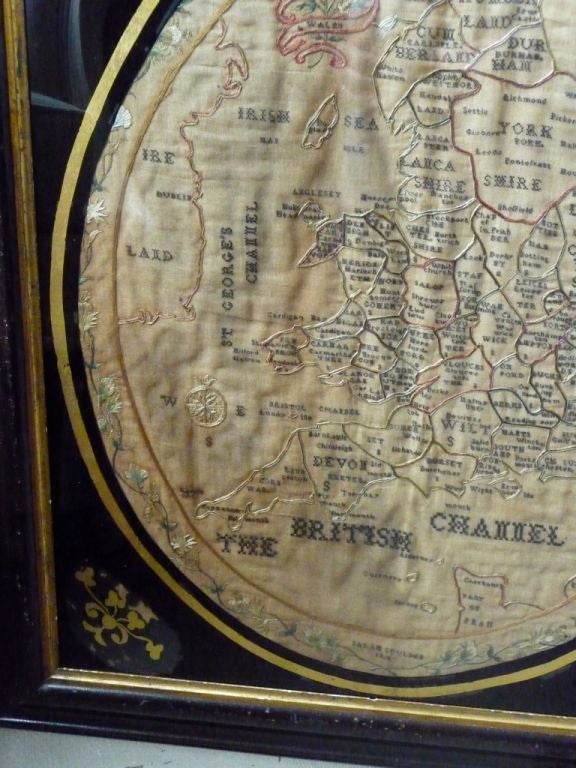 Early 19th Century Sampler Map of England and Wales For Sale at 1stDibs