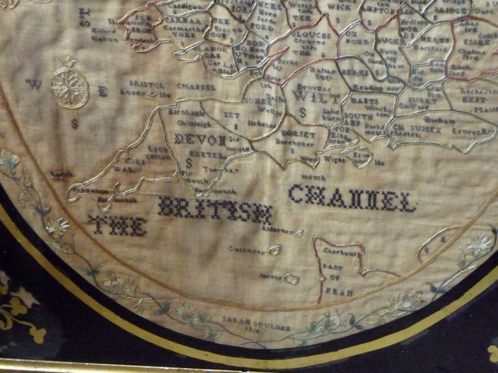 Early 19th Century Sampler Map of England and Wales For Sale at 1stDibs